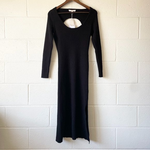 Wayf | Dresses | Wayf Ribbed Long Sleeve Open Back Cutout Fitted ...